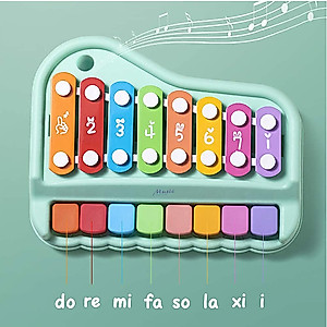 Cidupe Kids Piano Xylophone Musical Instruments Toys - 2 in 1 Percussion Instruments for Baby Preschool Educational with 8 Multicolor Key Scales Toy
