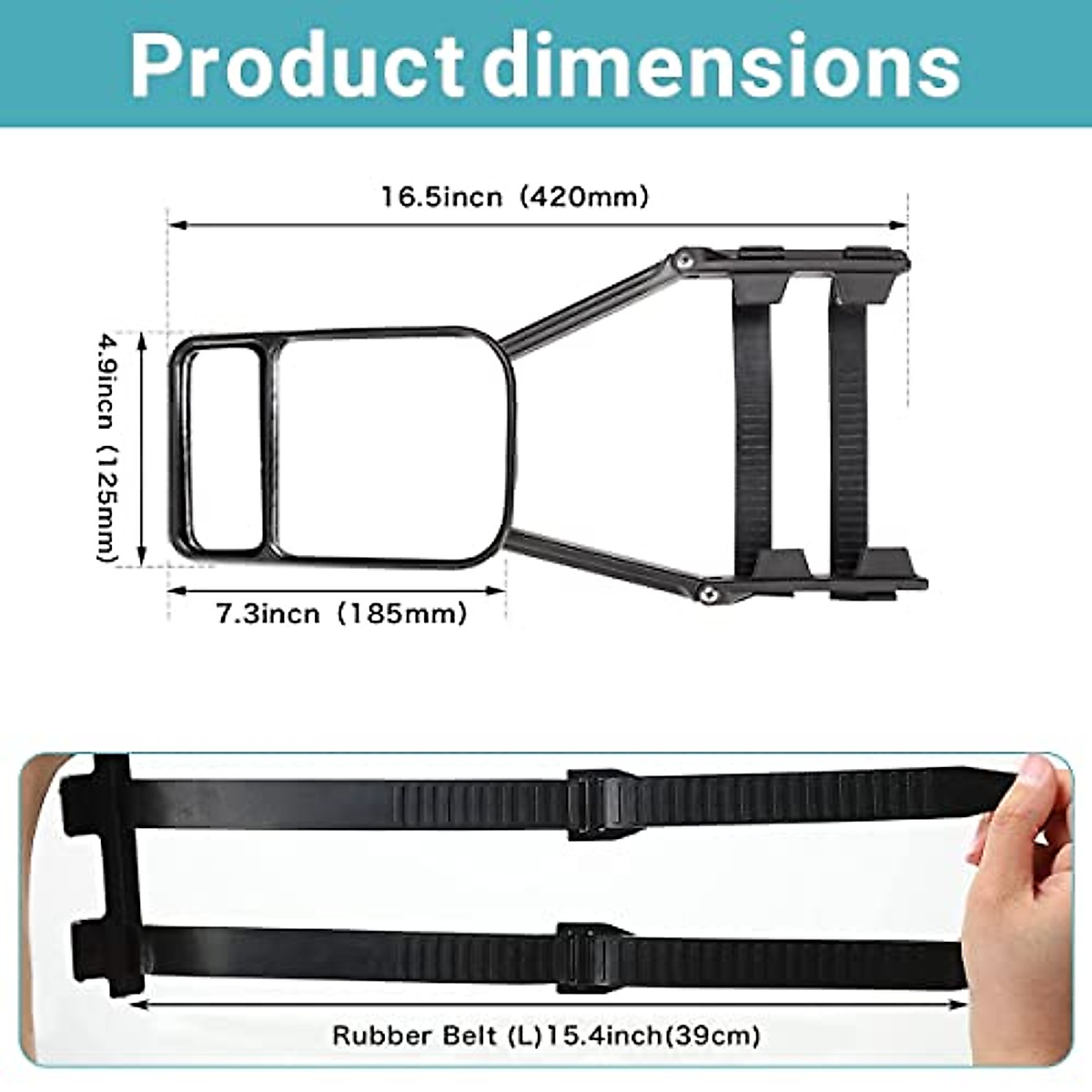 Car Towing Mirror 2022 Newest Clip On Towing Mirror Extensions Trailer Truck Deluxe Dual Glass,Universal Long Arm Adjustable,Pack of 2 (2PACK)