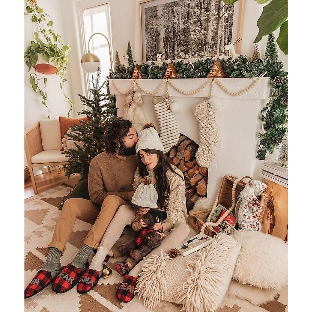 Dearfoams Kids Unisex Slipper, Lil Bear Plaid, US 7-8 Toddler