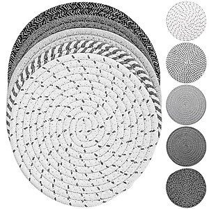 Tidponra Trivet Mats Set for Hot Dishes, 5 Heat Resistant Pot Holders Kitchen Counter, Table, Home Essentials, Anti Stain Hot Pads Plate Mats for Hot pots and Pans, 7 Inches