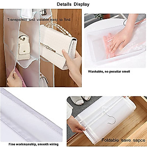 ZHAOYAN Hanging Purse Organizer Multi-Purpose Handbag Storage Bag Dustproof Washable Closet Organization Bag Double-Side 6 Pockets, White