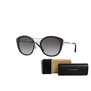 BURBERRY BE4251Q 3001T3 53M Black/Polarized Grey Gradient Round Sunglasses For Women+ BUNDLE with Designer iWear Eyewear Care Kit