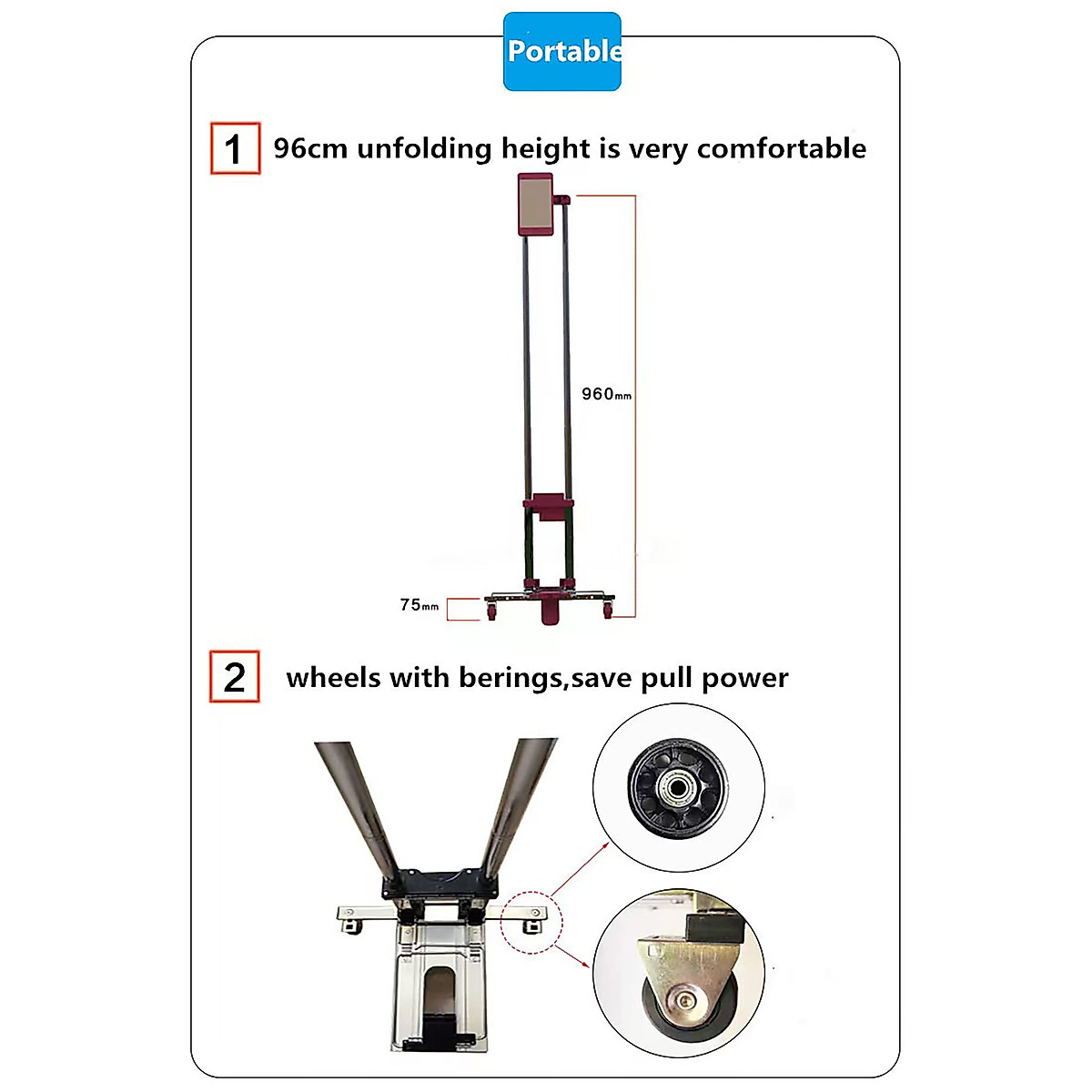 Mini Shopping cart Shopping cart can be Folded, and Then Hand in Hand to Pull cart Household Small Trailer to Carry Luggage cart Upgraded Mini Folding Hand Truck, Luggage Cart with 2 Wheels (Blue)