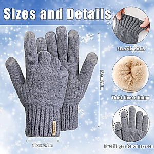 Janmercy 3 Pairs Winter Fleece Lined Gloves for Women Thick Warm Lining Touch Screen Thermal Gloves for Cold Weather Work(Black, Light Gray, Coffee)