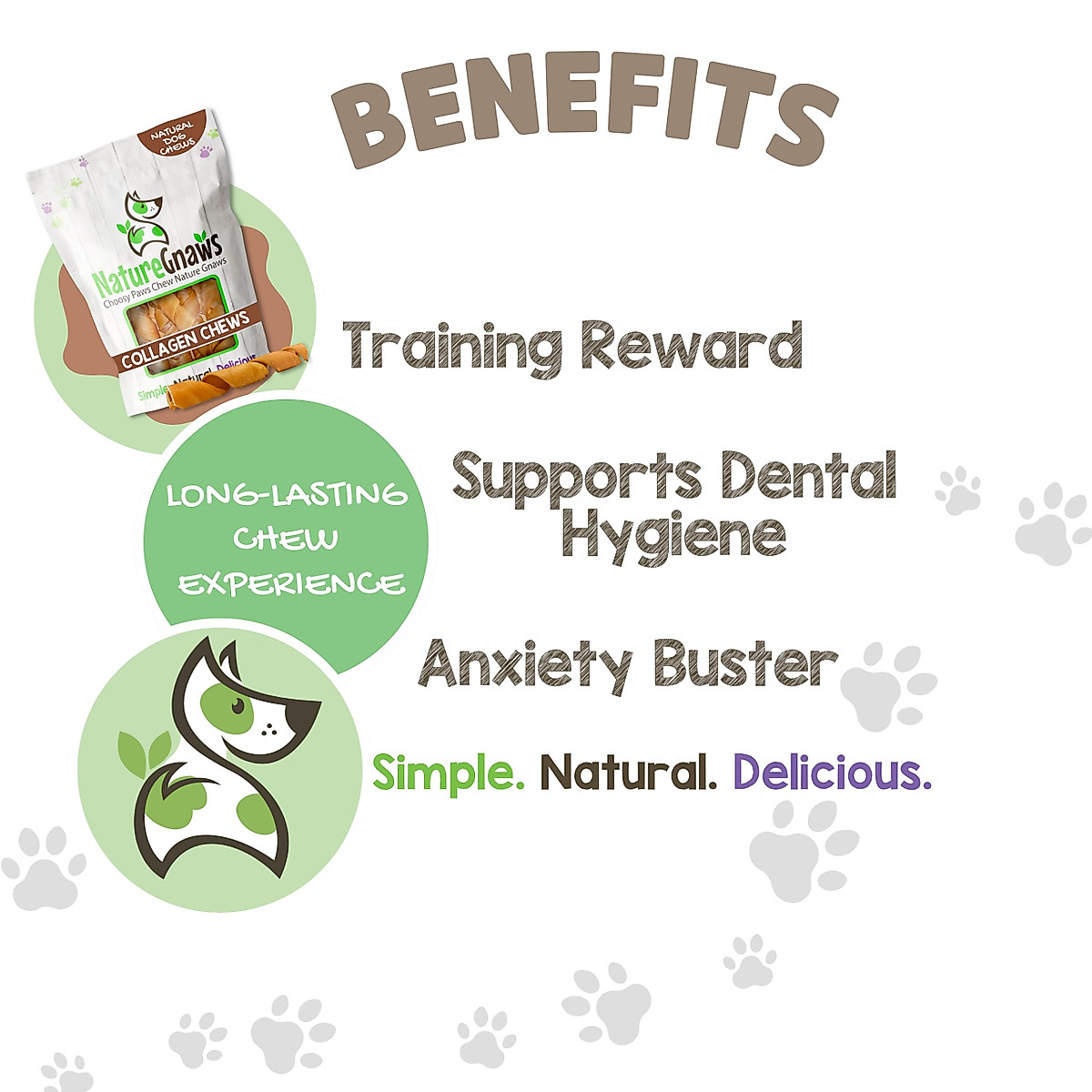 Nature Gnaws Collagen Springs for Dogs (10 Count) - Long Lasting for Small and Medium Dogs - Natural Beef Hide Dog Chew Bones