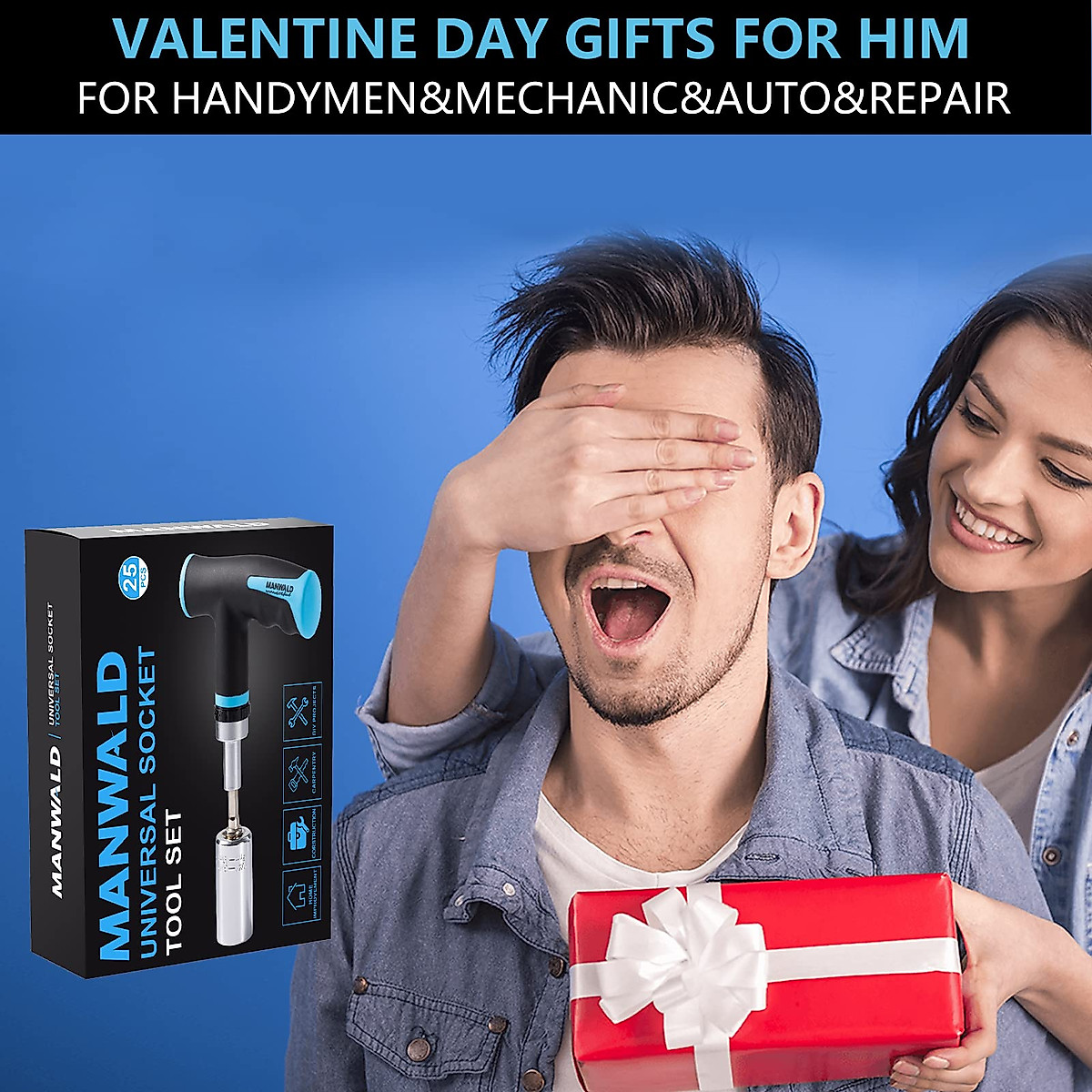 Ratcheting Screwdriver Wrench Set, Super Universal Socket Tools, Unique Gifts for Men Who Have Everything, Cool Gadgets Gifts for Craftsman, Carpenters, Electrician, Blue