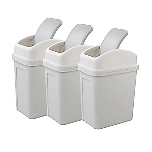 Fiazony 3-Pack 4 Gallon Plastic Trash Can, Garbage Can with Swing-top Lid, Gray