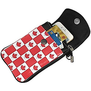 Canadian Flag Women Soft PU Leather Cellphone Purse Wallet Handbag Small Crossbody Shoulder Bag