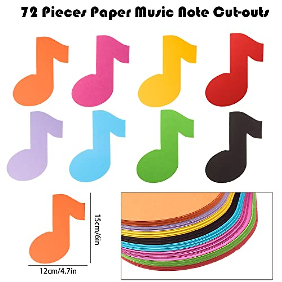 72 Pcs Colorful Music Note Cutouts for Parties & Decor