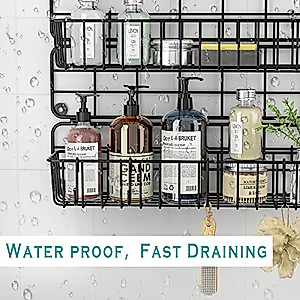 Shower Caddy Bathroom Shelf Rack, Wall Mount for Hanging Shampoo Conditioner - 4-Tier Storage Organizer with Hooks, Rustproof SUS304 Stainless Steel, No Drilling Adhesive Wall Mounted Shower Basket