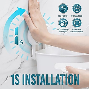 TAILI Corner Shower Caddy with Suction Cups, Wall Mounted Shower Organizer Plastic Shower Rack for Small Bathrooms, Kitchen, Removable Drill-Free Heavy Duty Shower Shelf Shower Basket, White