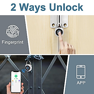 Fingerprint Lock, Dhiedas Gym Lock, Bluetooth Lock, Small Fingerprint Padlock with Keyless, Weatherproof Smart Lock for Gym Locker School Suitcase Cabinet Luggage Storage and Fence