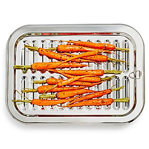 Sur La Table 12" x 9" Stainless Steel Broiler Pan includes Broiler Rack and Pan, Silver