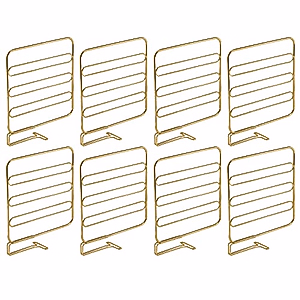 mDesign Versatile Metal Wire Closet Shelf Divider and Separator for Storage and Organization in Bedroom, Bathroom, Kitchen and Office Shelves - Easy Install - 8 Pack - Soft Brass