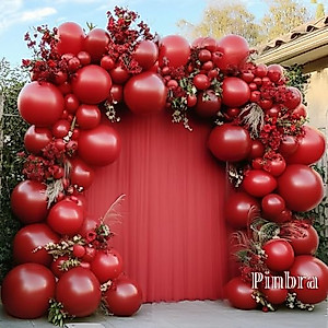Red Balloon Garland Kit - Double Stuffed Burgundy Balloons Different Sizes 18/12/5 Inch Wine Red Balloons Maroon Balloon Arch For Birthday Wedding Anniversary Valentine Day Christmas Party Decoration