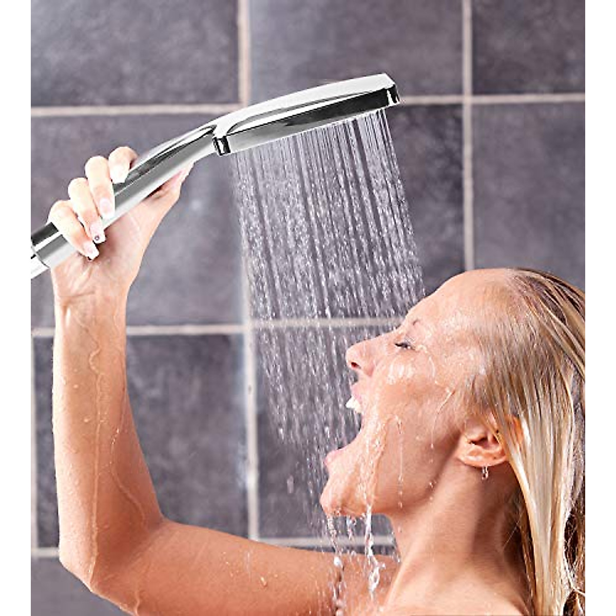 GRICH High Pressure Shower Head with Handheld, 6 Spray Modes/Settings Detachable Shower Head with Stretchable 59" 304 Stainless Steel Hose and Multi Angle Adjustable Shower Bracket