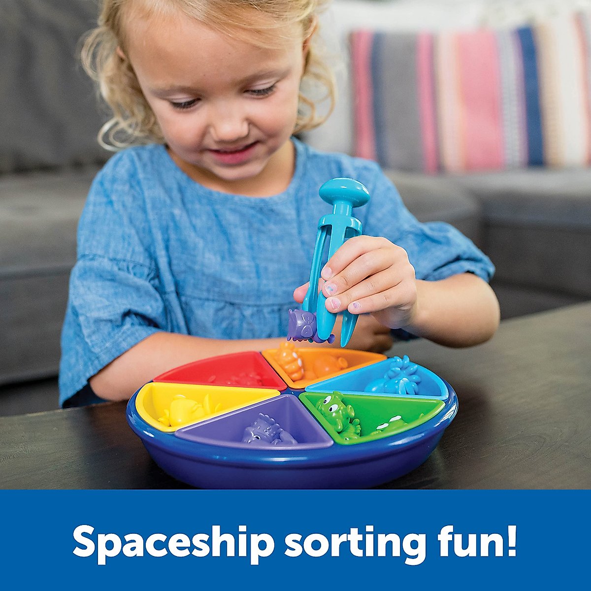 Learning Resources Oodles of Aliens Sorting Saucer, Fine Motor Skills, Counting and Sorting Toys, Preschool Games, Educational Toys, 48 Pieces, Ages 4+