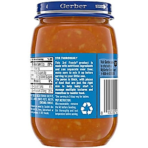 Gerber Mealtime for Baby 3rd Foods Veggie Power Baby Food Jar, Pasta Marinara, Non-GMO Pureed Baby Food for Crawlers, 6-Ounce Glass Jar (Pack of 12 Jars)