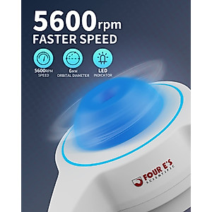 Mini Vortex Mixer with Extra Interchangeable Silicone Cap, Lab Vortex Shaker with Touch Function, 5600rpm, 6mm Orbital Diameter, for Acylic Paints, Nail Polish, Test Tubes, Blue
