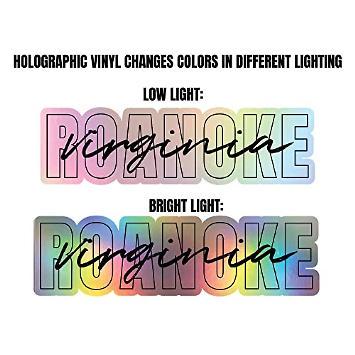 Emporia Virginia Souvenir Vinyl Decal Sticker Holographic Script Design 4 Inch