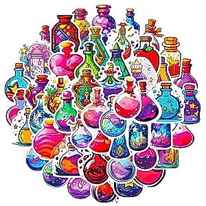 50Pcs Cute Cartoon Apothecary Magic Potion Aesthetic Stickers Decals Notebook Laptop Phone Car Stickers Kids Classic Toy Cute Vinyl Stickers Gifts for Girls,Boys,Kids Decoración De Pegatinas