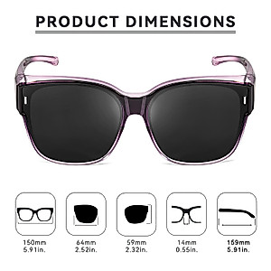 Myiaur Oversized Fit Over Sunglasses for Women, Trendy Wear Over Glasses, Polarized UV400 Protection Sunglasses for Driving
