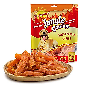Jungle Calling Natural Sweet Potato Dog Treats, Low Fat, Skinless Sweet Potato Chews for Dogs Training Snacks