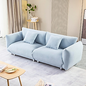 Sherpa Teddy Modular Sectional Sofa Cloud Couch, 87" Modern Luxury Contemporary 3-Seat Loveseat with Metal Legs, Lambswool Fabric Cloud Sofa&Couches for Living Room Furniture Sets,2 Pillows