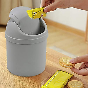 DynkoNA 2 L Mini Desktop Waste Bin, Countertop Garbage Can with Lid (Grey)