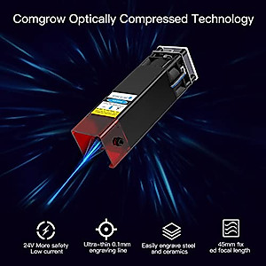 Comgrow 48W Double Ultra-Fine Compressed Spot Laser Module,10W Optical Power, Fixed-Focus Laser,10mm Wood High Energy Laser Cutter,Compatible with Most Laser Engraver Cutting Machine