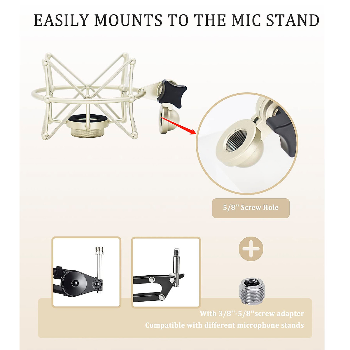 TLM 103 Shock Mount - Microphone Mount Compatible for Neumann TLM 103 M147 Condenser Mic by SUUNTOK,Silver