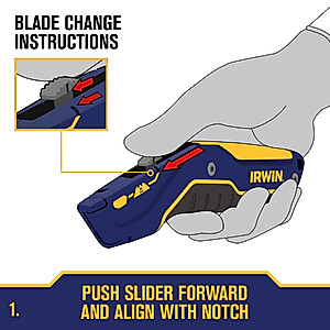 IRWIN Utility Knife, Carbon Steel Blade, Retractable, Foldable and Portable, Storage for Up To 5 Blades (IWHT10436)