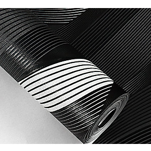 yaretzy Peel and Stick Wallpaper Black/White 3D Wave Stripe Wallpaper Removable Sticky Self Adhesive Wallpaper 20.8inch x 9.8ft