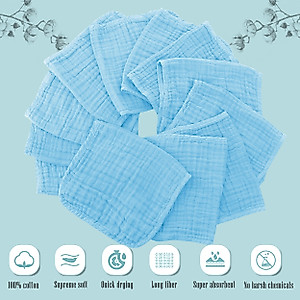 Cute Castle 12 Pack Muslin Burp Cloths for Baby - Ultra-Soft 100% Cotton Baby Washcloths - Large 20'' by 10'' Super Absorbent Milk Spit Up Rags - Burpy Cloths for Unisex, Boy, Girl - Aquamarine