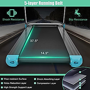 Goplus Folding Treadmill, Compact Superfit Treadmill with APP Control, Blue Tooth Speaker, 12 Preset Programs, LED Display and Device Holder, Walking Running Machine for Home Office (Navy)