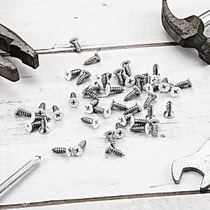 100 Pieces #8 White Screws Wall Plate Screws Painted Antique White Coated Stainless Flat Head Self-Tapping Screw for Wall Plates Switch Covers Replacement Outlet Light Switch Plate (32 x 0.5 Inch)