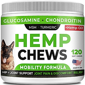 STRELLALAB Hemp Treats and Glucosamine for Dogs + Salmon Oil Omega 3 for Dogs Bundle - Hip & Joint Supplement - Allergy Relief - Itch Relief, Shedding - Skin and Coat Supplement
