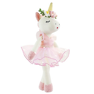 JUSTQUNSEEN Unicorn Stuffed Animals Plush Ballerina Baby Doll, Unicorn Toys for Girls Age 4-6, Stuffed Animals for Girls 4 Year Old Girl Birthday Gifts Unicorn Decorations for Girls Toys 4-5(Pink)