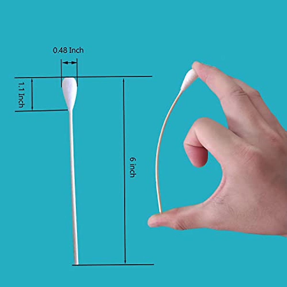 6 Inch Long Cotton Swabs,Large Cotton Buds with Wooden Handle for Dogs 100pcs