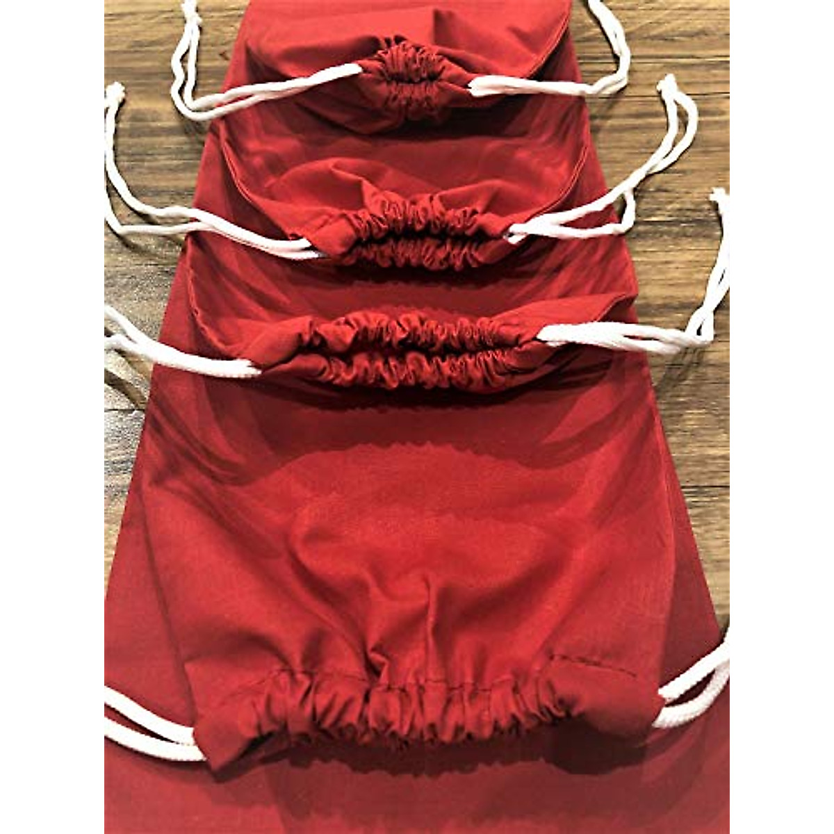 Reusable Eco friendly RED COLOR Cotton Thick Double Drawstring Muslin Bags "premium quality"-50 count pack (6 x 10)