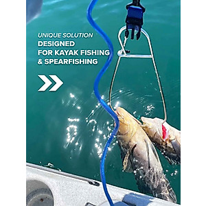 Rogue Endeavor Large, Heavy Duty Stainless Steel Game Clip Fish Stringer System + Stainless Core Coiled Lanyard. Designed for Kayak Fishing & Spearfishing. All Fish Species (Heavy Duty - Yellow)