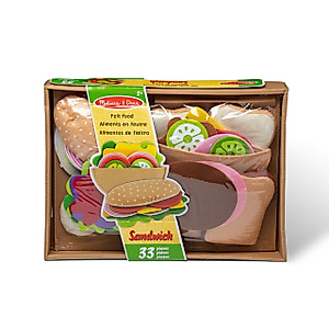 Melissa & Doug Felt Food Sandwich Play Food Set (33 pcs) - Felt Sandwich Play Set For Kids Kitchen, Pretend Play Sandwich, Felt Sandwich Toy For Toddlers Kids Ages 2+,Orange