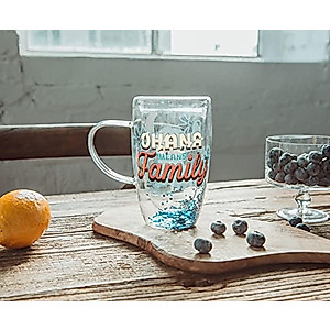 Disney Lilo & Stitch Ohana Means Family Confetti Glass Mug | Holds 15 Ounces