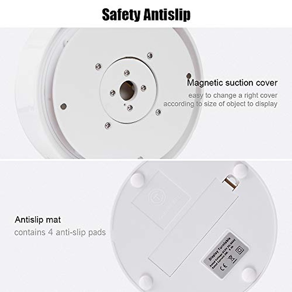 fotoconic Electric Motorized Turntable Rotating Display Stand, Remote Control Angle, Speed Direction, Various Rotation Mode, 11 Lbs Centric Loading, and 2 Pieces Magnetic Cover (4.75" & 8" Diameter)