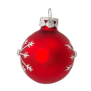 Kurt S. Adler C1852 Kurt Adler 1.57-Inch Red/White Decorated Glass Ball Ornament Set of 15, 15 Count for Christmas