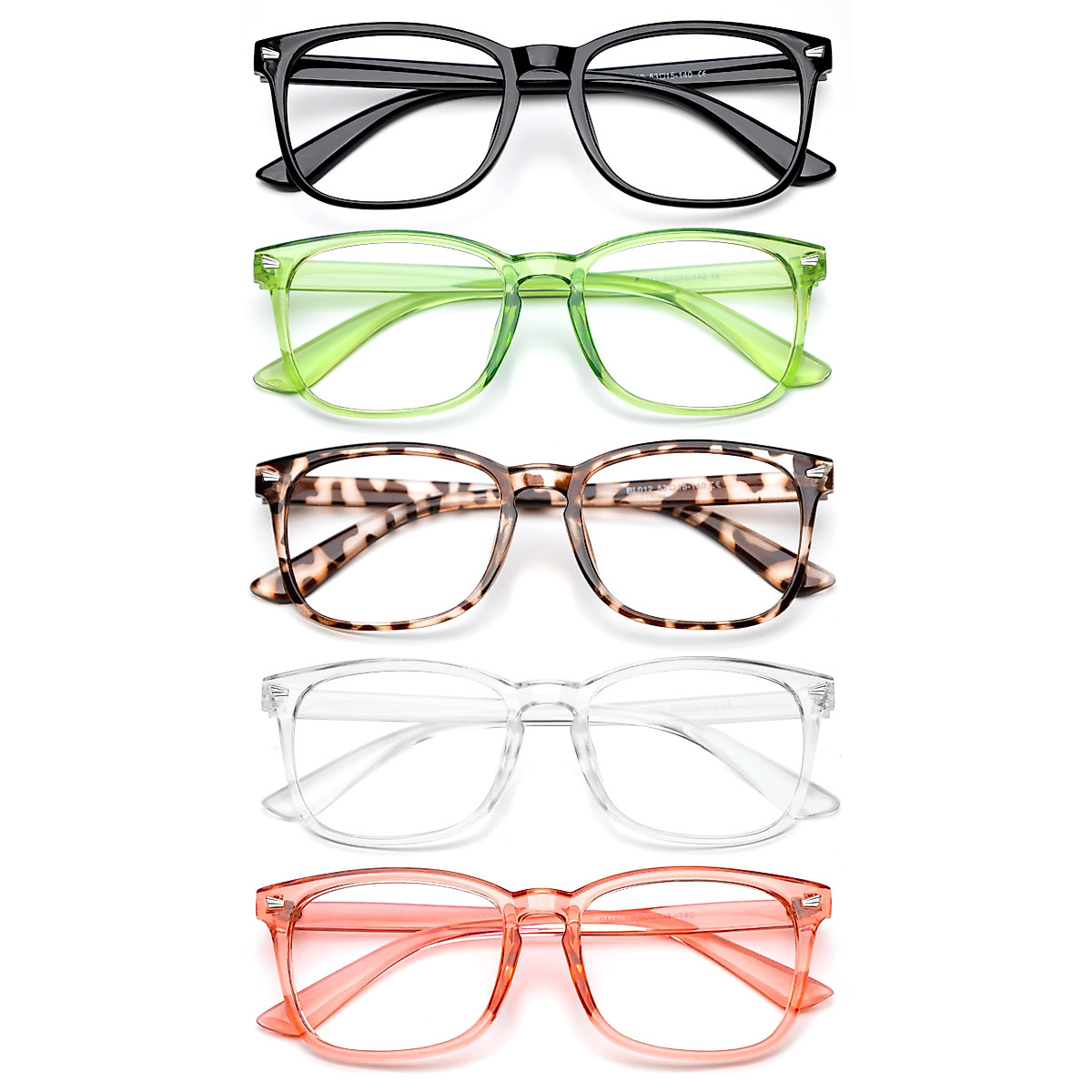 WINTOO Anti Blue Light Glasses for Women Men -5 Pair Blue Light Blocking Glasses, UV400 Anti-Glare Computer Glasses Women, Blue Light Reading Glasses for Women for Gaming TV Phone Screen Square Frame