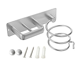 Hair Dryer Holder Wall Mount,Blow Dryer Organizer Wall Mounted Flat Irons,Curling Wands Save Space & Easy to Install Multi-Functional Hair Dryer Rack for Bedroom & Bathroom (Aluminum, siliver)