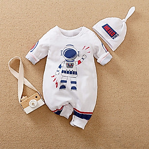 RELABTABY Infant Baby Boy Clothes Astronaut Print Romper Jumpsuit Bodysuits Outfits Onesies Spring and Autumn