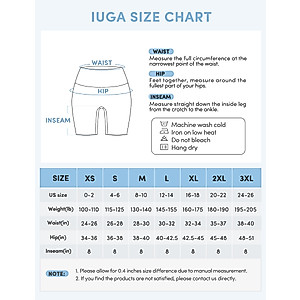 IUGA Biker Shorts Women Tummy Control 8" Workout Gym High Waisted Running Yoga Compression Spandex Shorts Women with Pockets Black