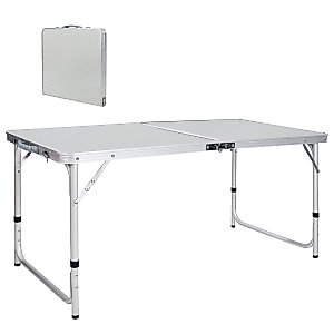 REDCAMP Folding Camping Table,4ft Portable Outdoor Folding Table Aluminum Camp Table Adjustable Height Lightweight for Picnic Cooking Beach